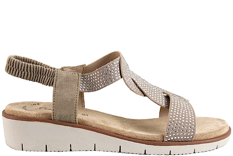 Køb COMFY STEP SANDAL I BEIGE TEKSTIL MED SØLV STEN Her - Salg af Lette ...