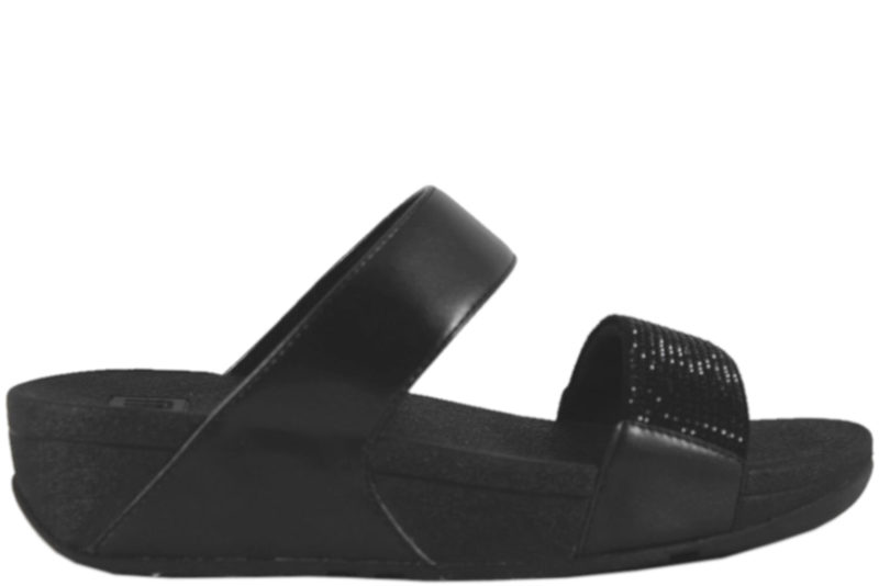 Køb FITFLOP LULU CRYSTAL EMBELLISHED SLIDES SORT SLIPPERS Her - Salg af ...