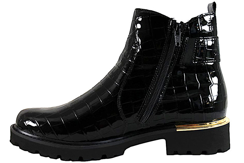 Køb REMONTE STØVLE I PU MED PRÆGET LAK Her - Salg af Støvler til damer